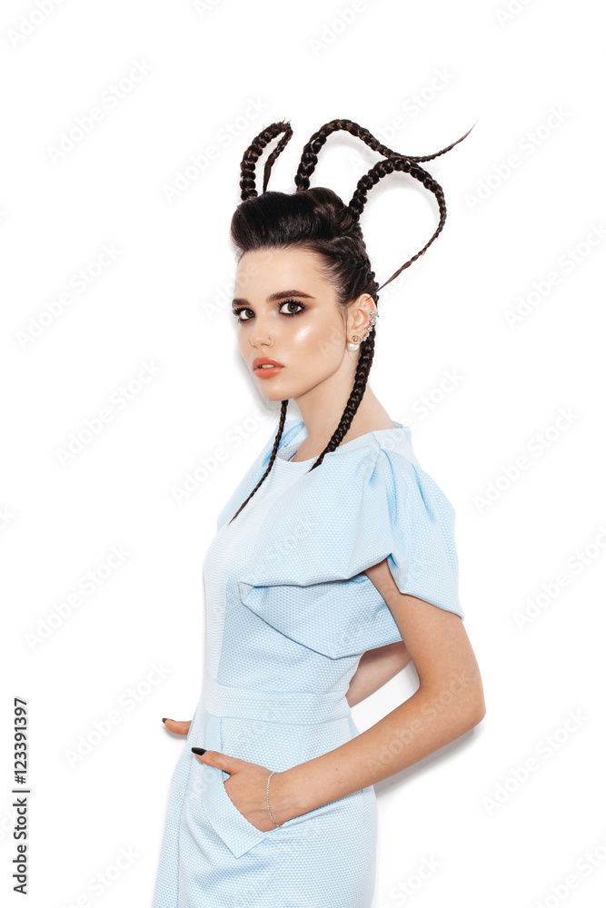 woman with elegant hairstyle. Perfect makeup Stock Photo | Adobe Stock