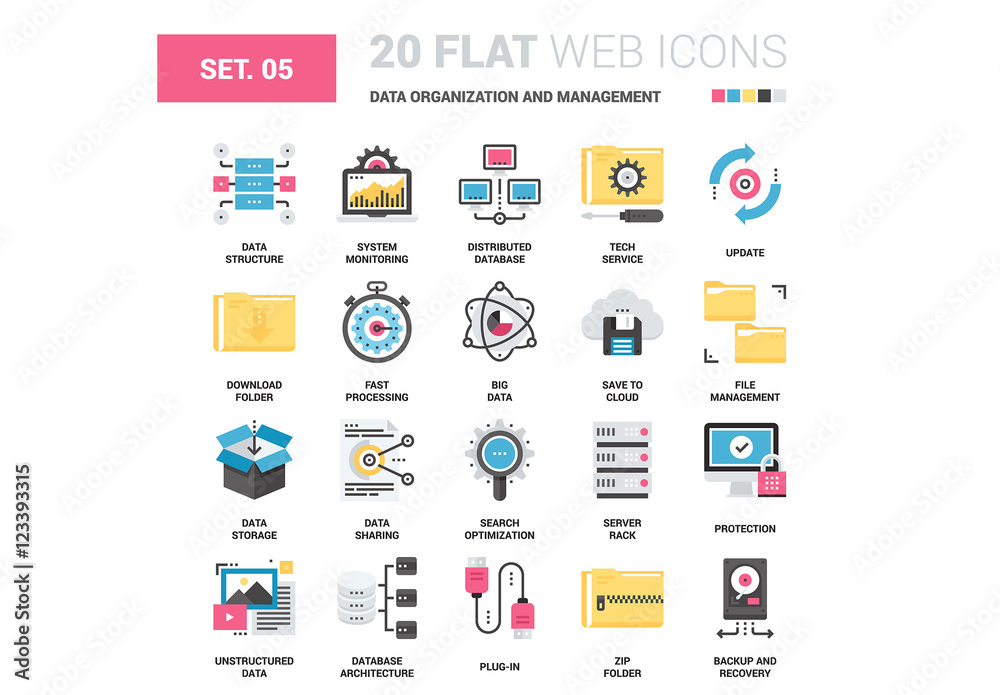 Data Management Icon Set Stock Template | Adobe Stock
