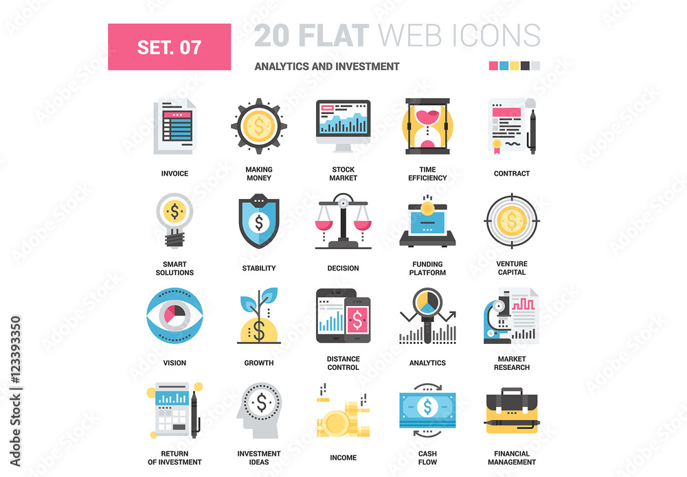 Analytics and Investment Icon Set Stock Template | Adobe Stock