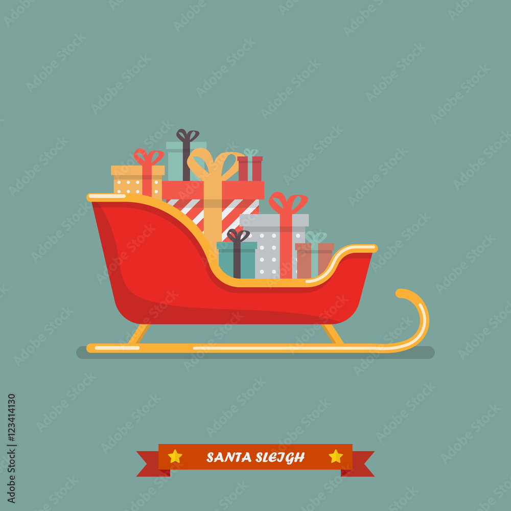 Santa sleigh with piles of presents Stock Vector | Adobe Stock