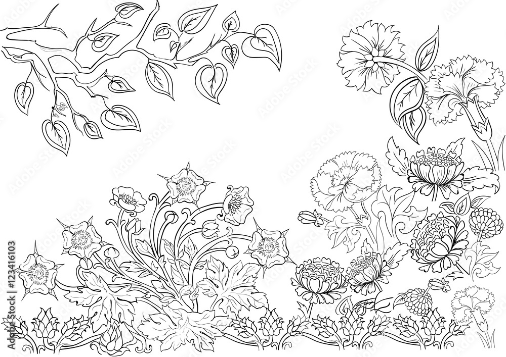 Hand drawn ink pattern. Coloring book for adult Stock Illustration ...