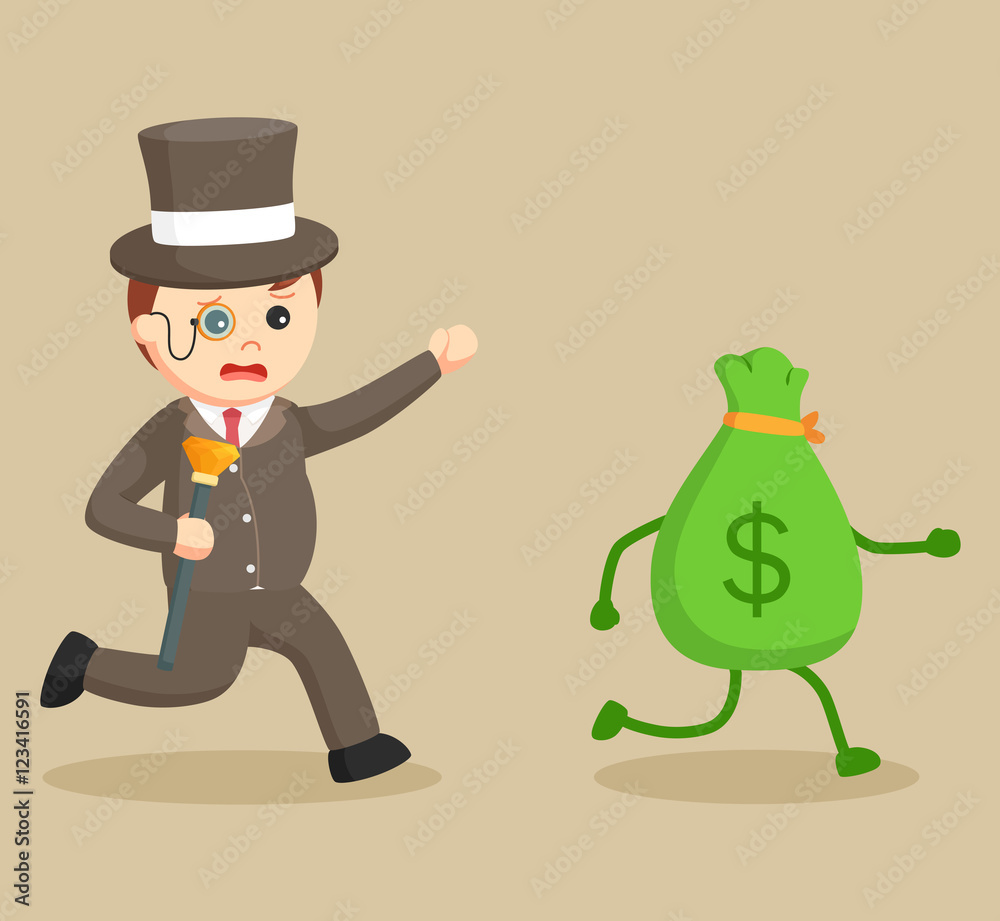fat rich man chasing money Stock Vector | Adobe Stock