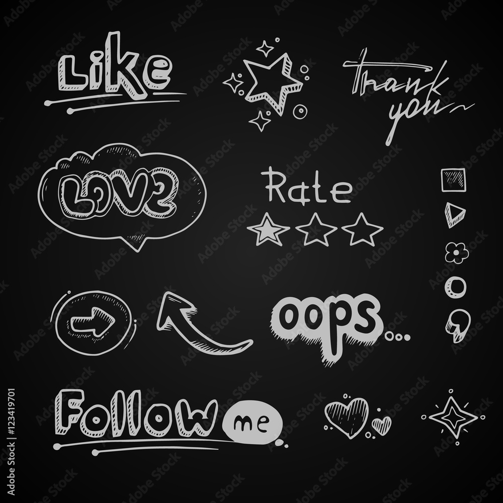Hand drawn set of speech bubbles with dialog words Stock Vector | Adobe ...