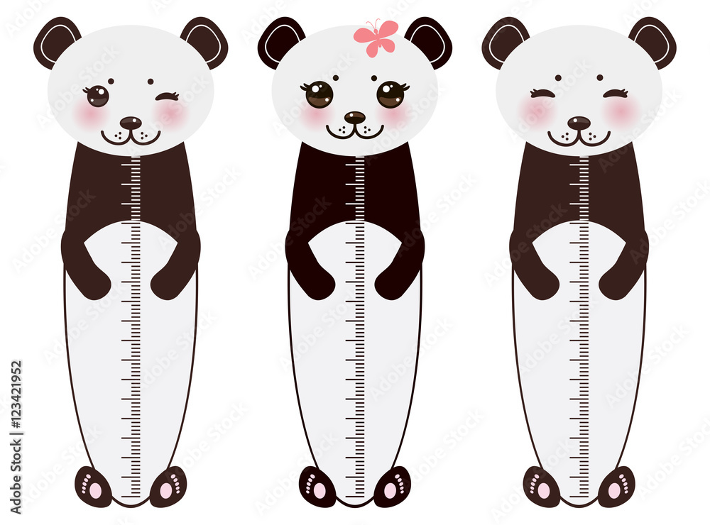 Kawaii funny panda white muzzle with pink cheeks and big black eyes on ...
