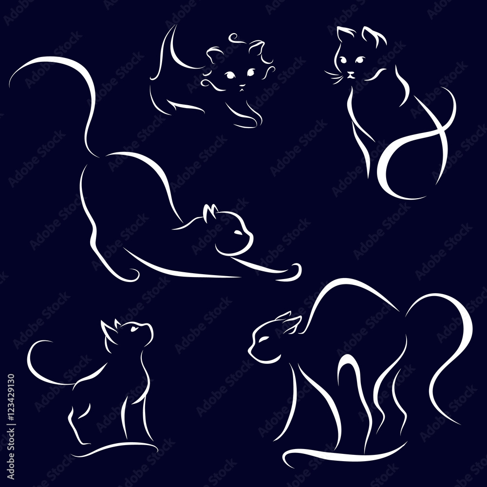 cat abstract lines on a dark background vector Stock Vector | Adobe Stock