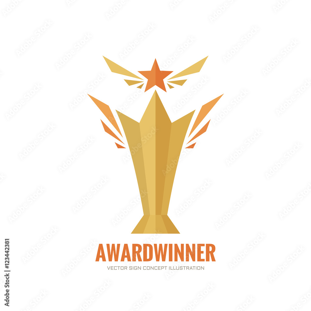 Award winner cup - vector logo template concept illustration in flat ...