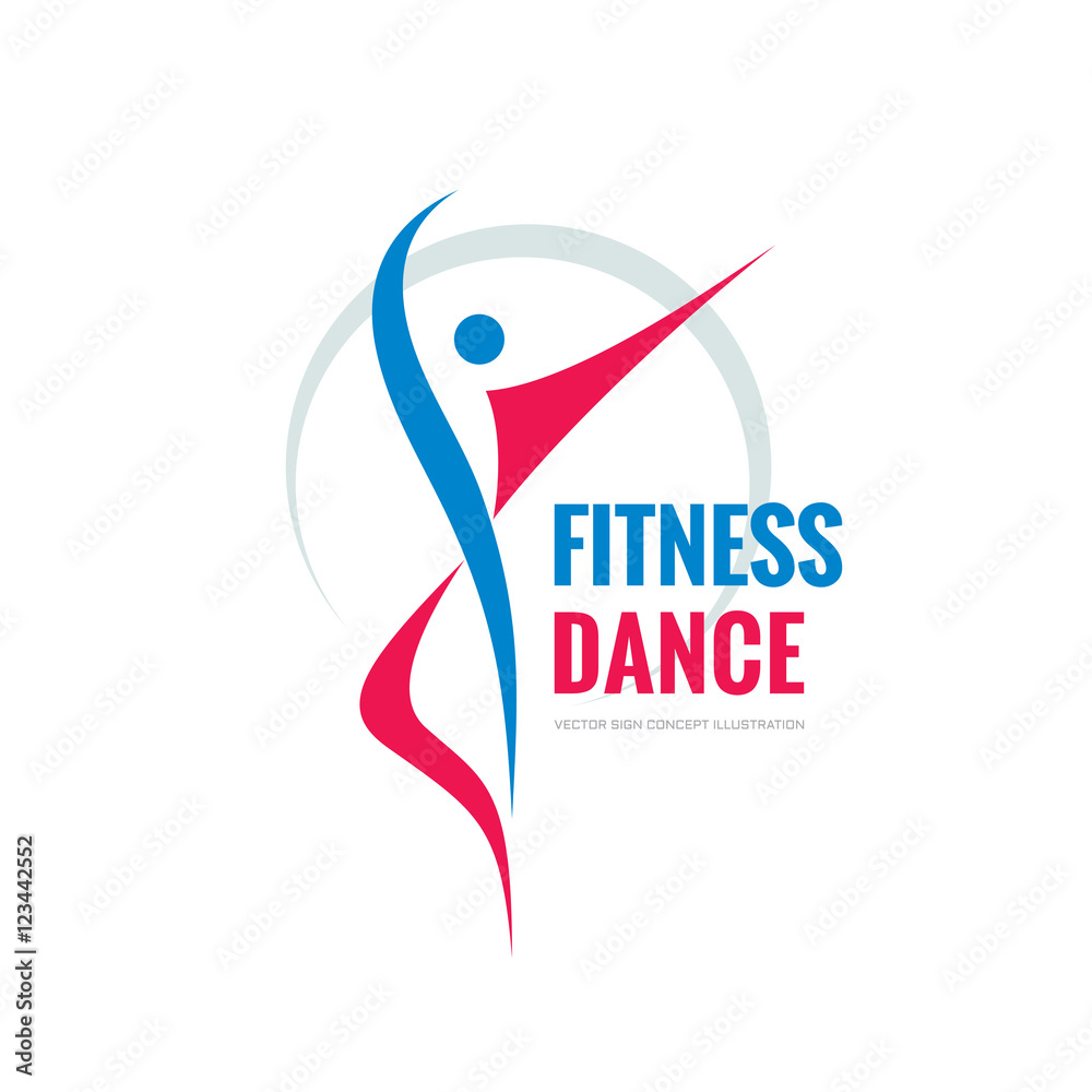 Fitness dance - abstract human character - vector logo template concept ...