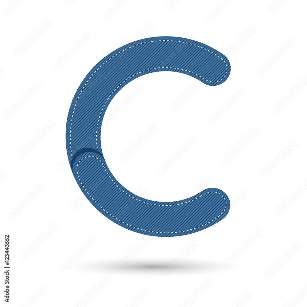 C font vector with blue Jeans on White background, Futuristic fo Stock ...