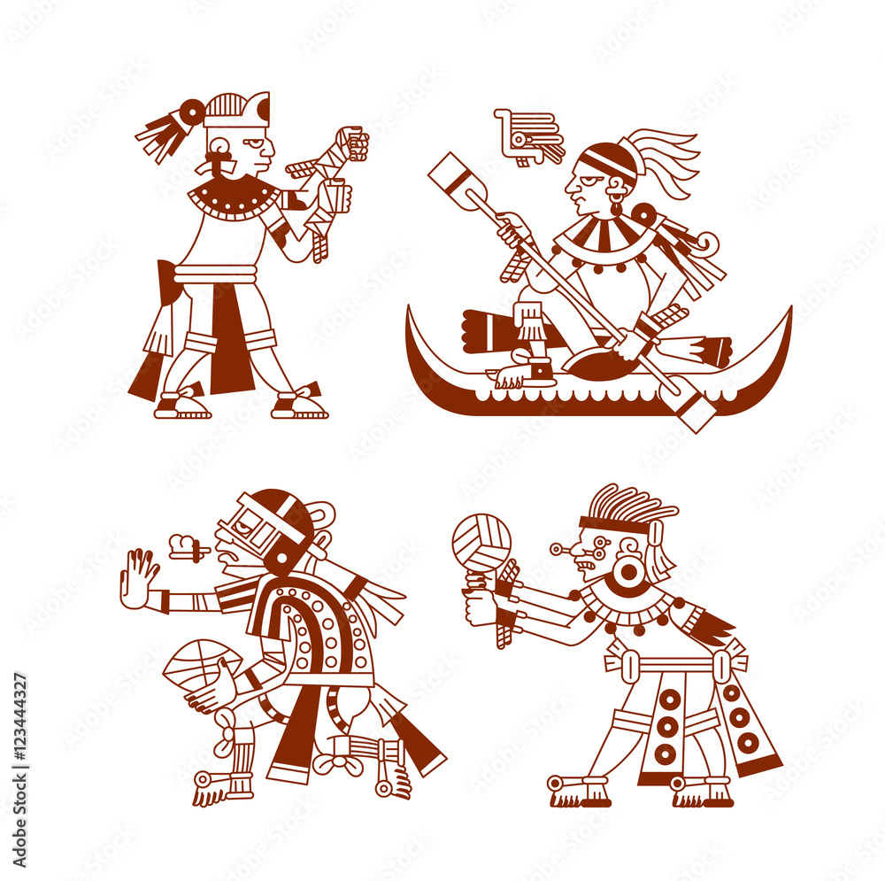 stylized aztec mayan warriors as sport game players in volleybal Stock ...