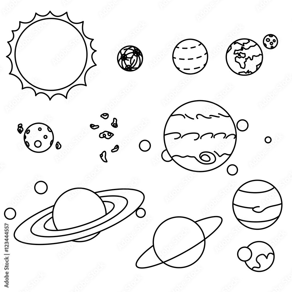 Flat style solar system planets set Stock Vector | Adobe Stock
