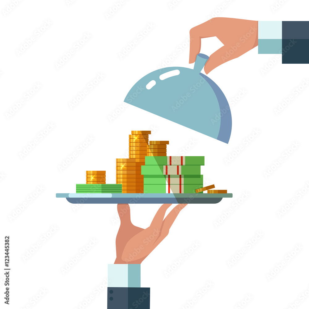 Design concept of easy money. Vector illustration of business hand with ...