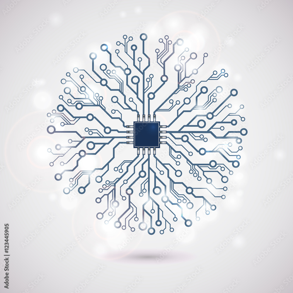 Vector circuit board circle snowflake Stock Vector | Adobe Stock
