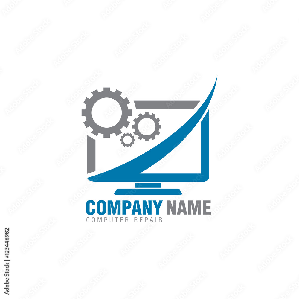 computer repair logo icon Stock Vector | Adobe Stock
