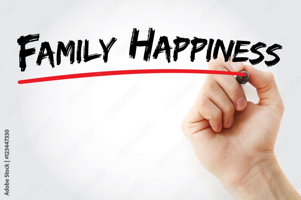 Hand writing Family Happiness with marker, concept background Stock ...