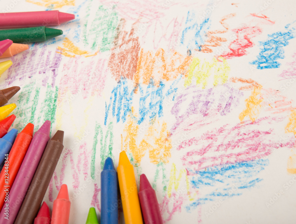 Crayons on the wooden desk Stock Photo | Adobe Stock