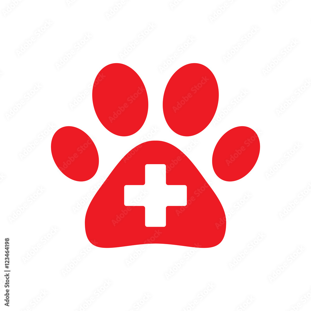 Paw first aid cross icon Stock-Vektorgrafik | Adobe Stock