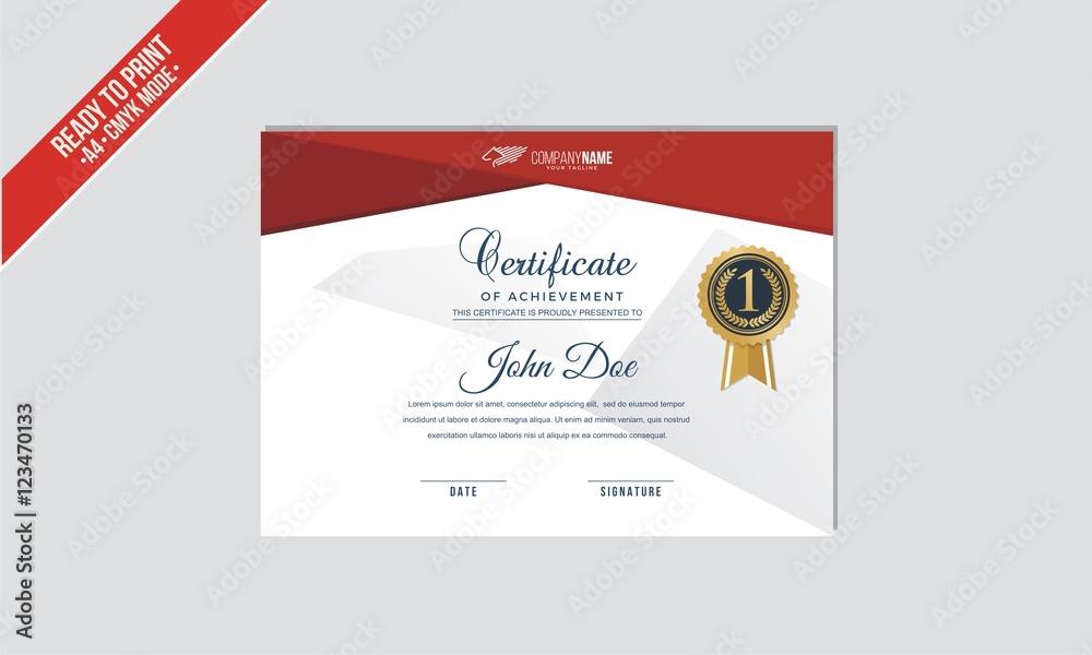 Certificate decorated template with red maroon shapes vector Stock ...
