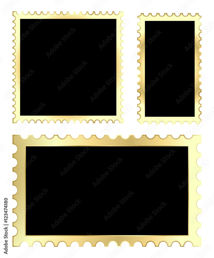 vector set of gold Postage Stamp with a black background Stock Vector ...