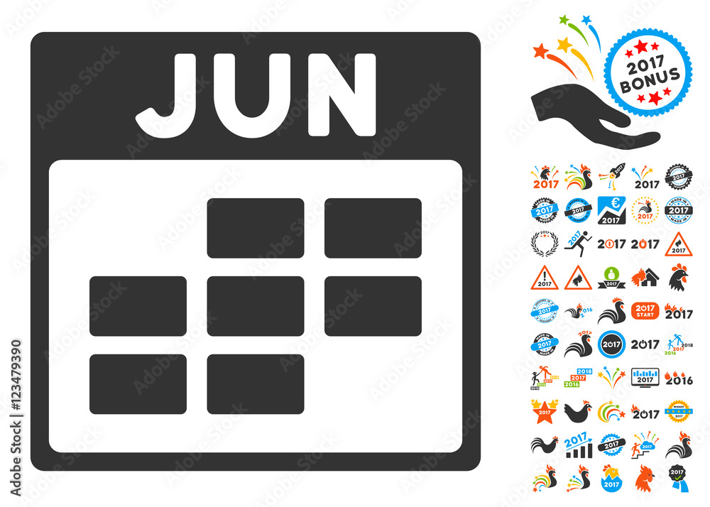 June Calendar Grid pictograph with bonus calendar and time management ...