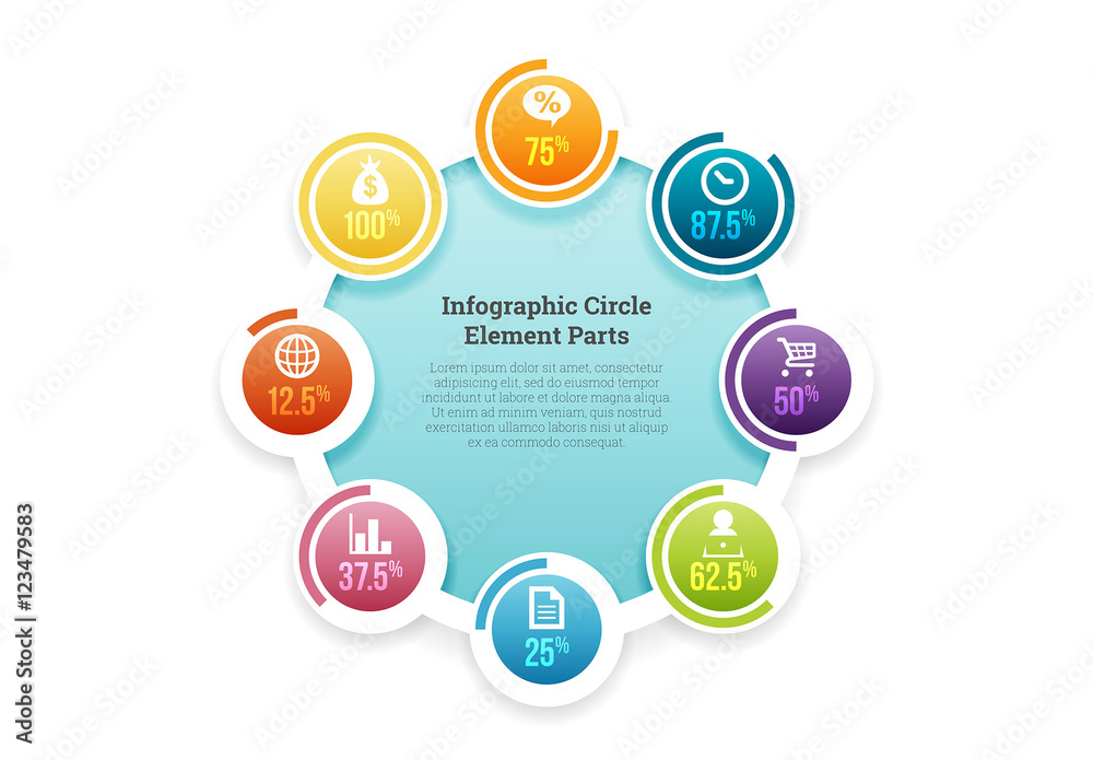 Connected Circle Chart Infographic Stock Template | Adobe Stock