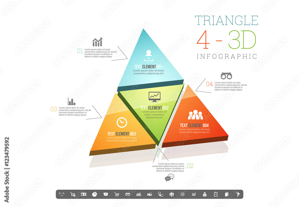 Four Section 3D Pyramid Chart Infographic Stock Template | Adobe Stock