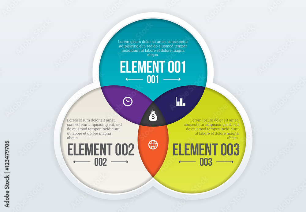 Three Circle Venn Diagram Infographic Stock Template | Adobe Stock