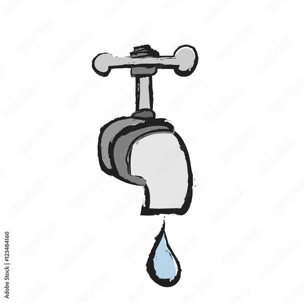 cartoon faucet dripping water Stock Illustration | Adobe Stock