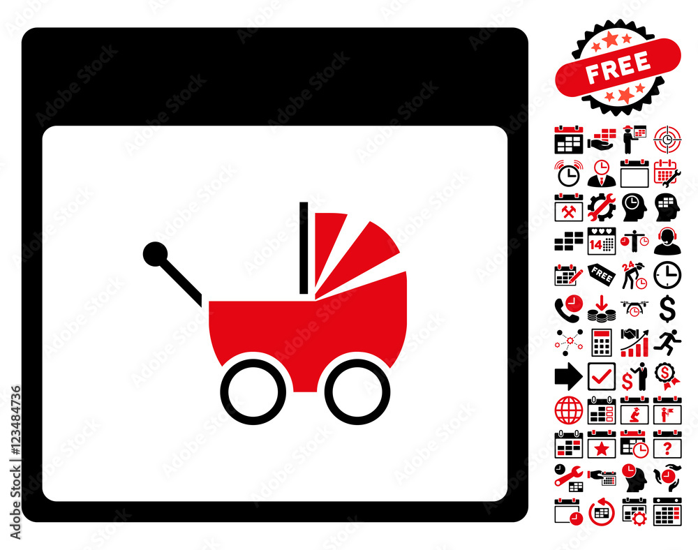 Baby Carriage Calendar Page icon with bonus calendar and time ...