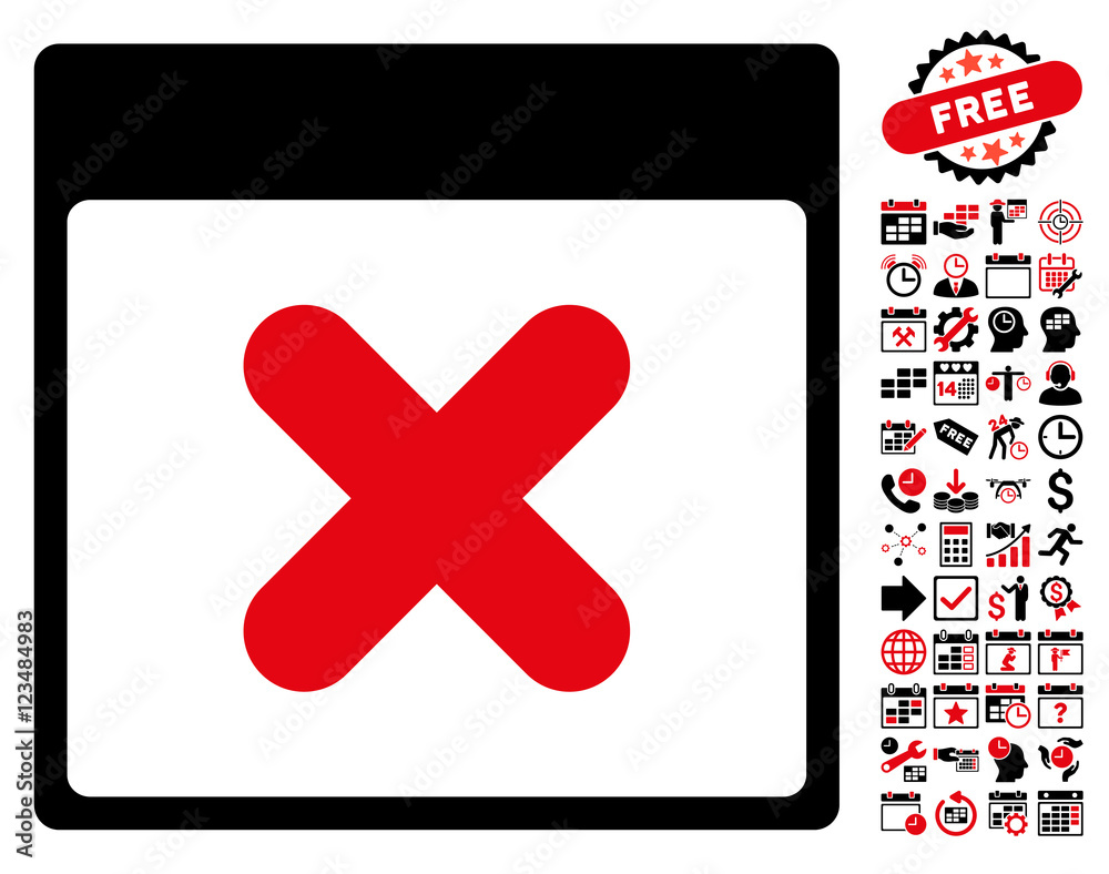Cancel Calendar Page icon with bonus calendar and time management ...