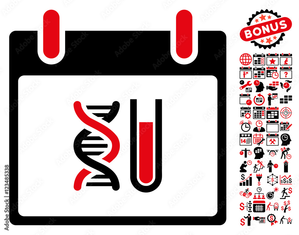DNA Analysis Calendar Day icon with bonus calendar and time management ...