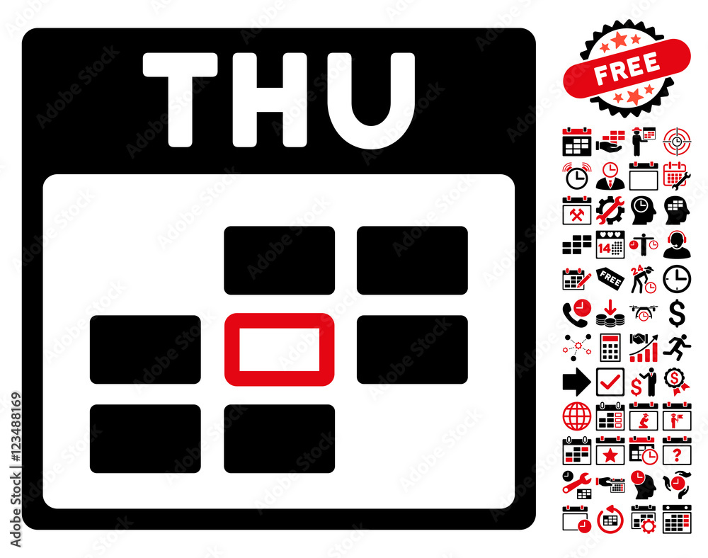 Thursday Calendar Grid pictograph with bonus calendar and time ...