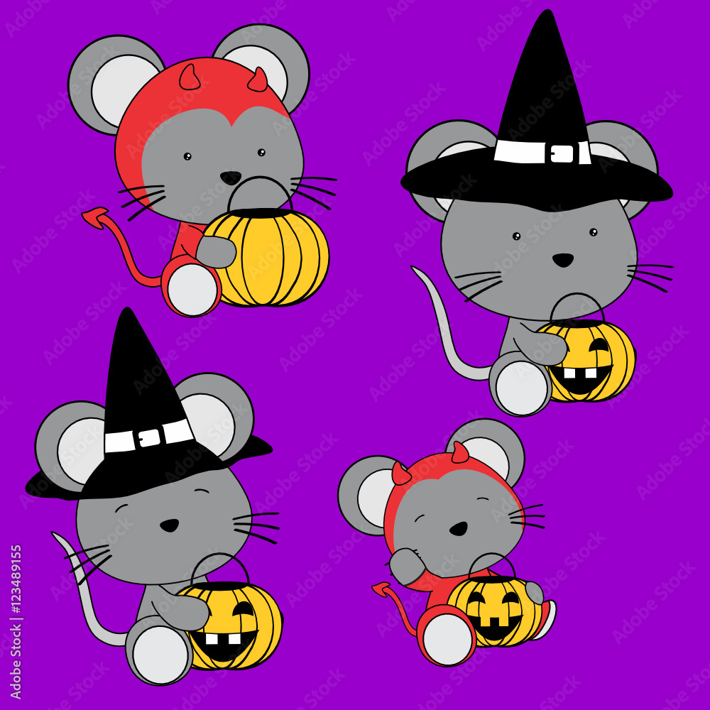 cute baby mouse halloween cartoon set in vector format Stock Vector ...