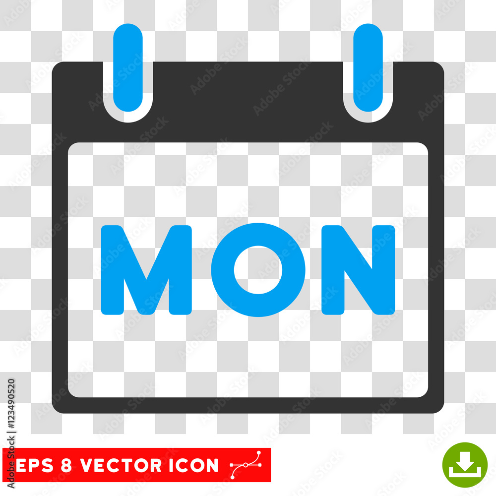 Vector Monday Calendar Page EPS vector icon. Illustration style is flat ...