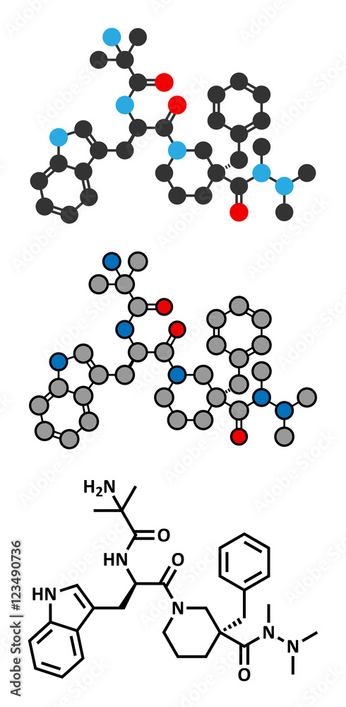 Anamorelin cancer cachexia and anorexia drug molecule. Stylized 2D ...
