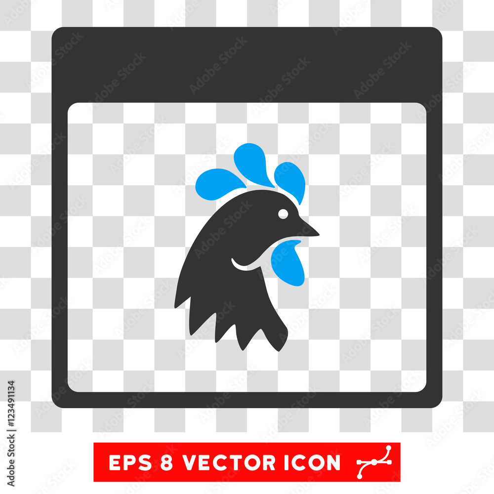 Vector Rooster Head Calendar Page EPS vector pictogram. Illustration ...