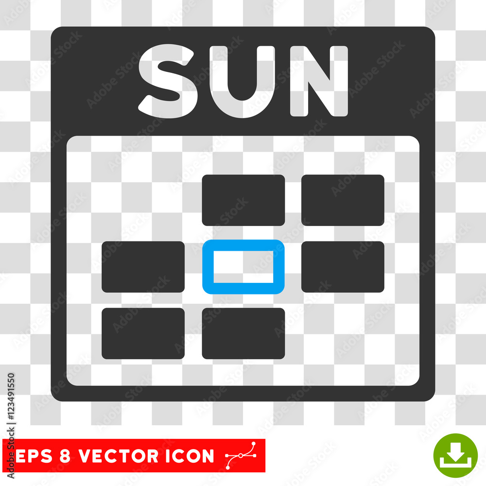 Vector Sunday Calendar Grid EPS vector icon. Illustration style is flat ...