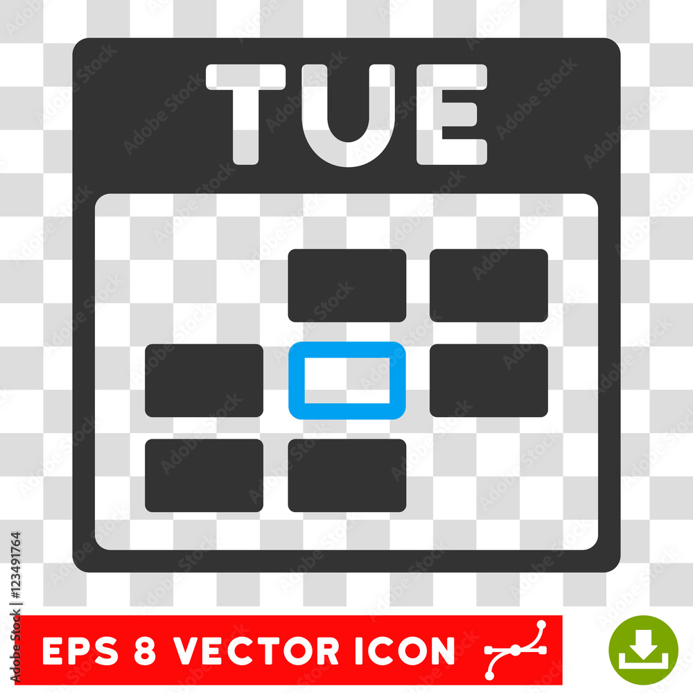 Vector Tuesday Calendar Grid EPS vector pictograph. Illustration style ...