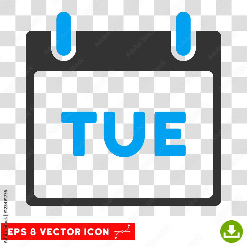 Vector Tuesday Calendar Page EPS vector pictograph. Illustration style ...