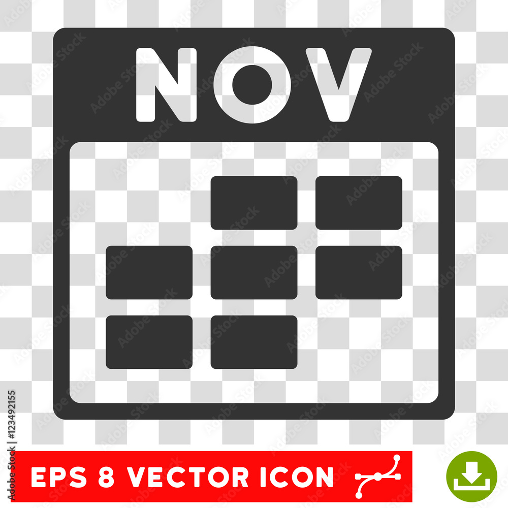 Vector November Calendar Grid EPS vector pictogram. Illustration style ...