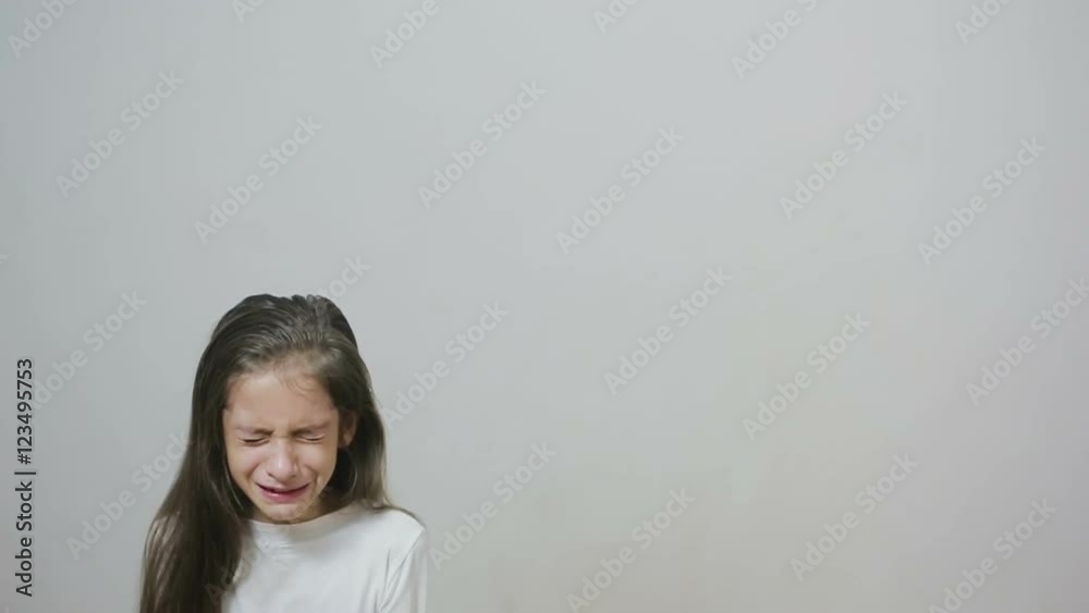 little girl crying with tears rolling down her cheeks vídeo do Stock ...