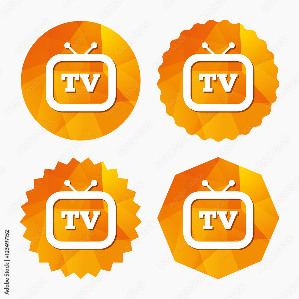 Retro TV sign icon. Television set symbol. vector de Stock | Adobe Stock