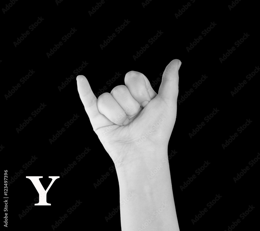 Finger Spelling the Alphabet in American Sign Language (ASL). Stock ...