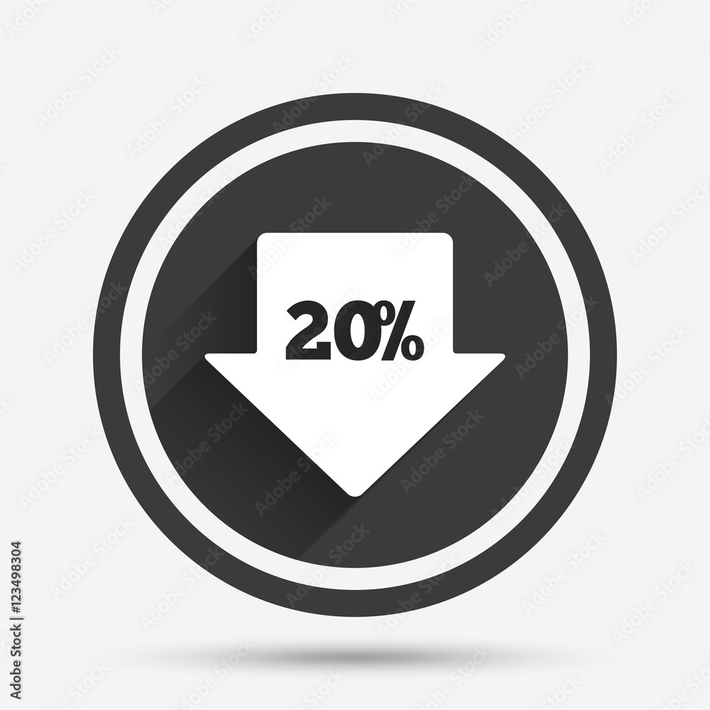 20 percent sale arrow tag sign icon. Stock Vector | Adobe Stock