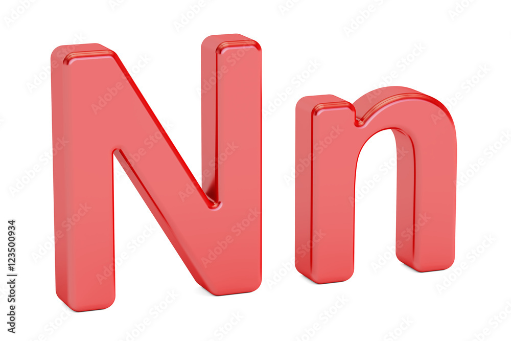 red letter N alphabet, 3D rendering Stock Illustration | Adobe Stock