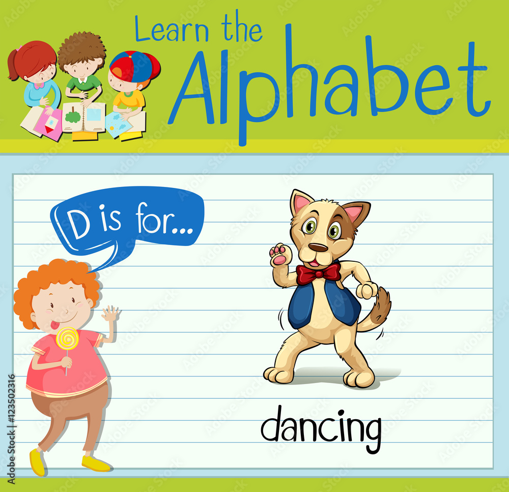 Flashcard letter D is for dancing Stock Vector | Adobe Stock