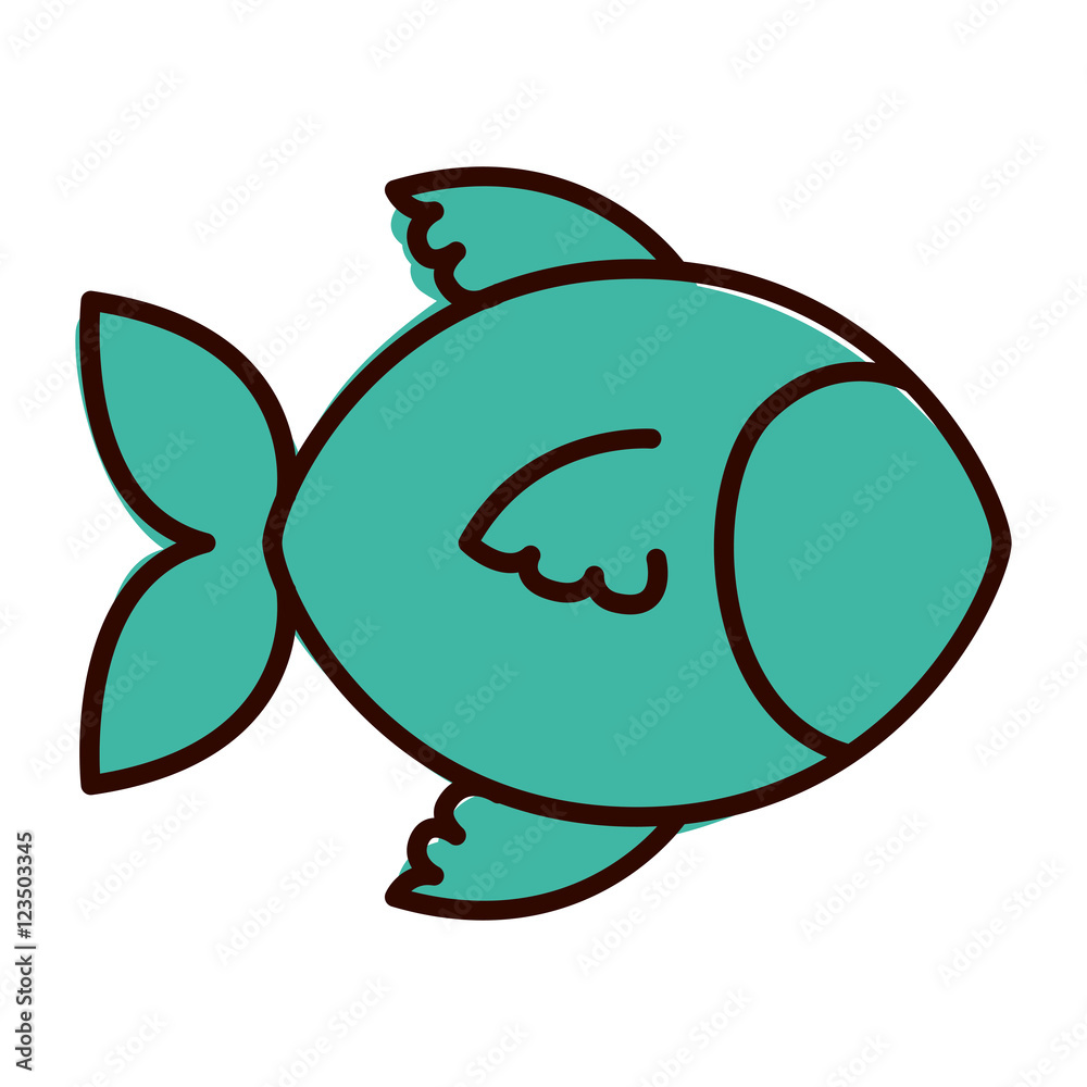 silhouette with fish shape animal color vector illustration Stock ...
