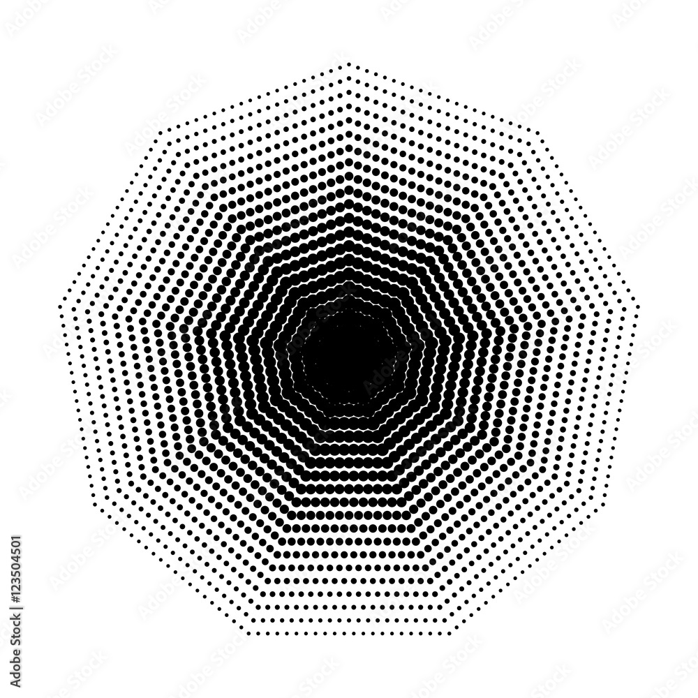 Vector Nonagon halftone geometric shapes, Dot design abstract ...
