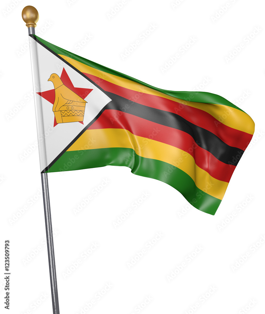 National flag for country of Zimbabwe isolated on white background, 3D ...
