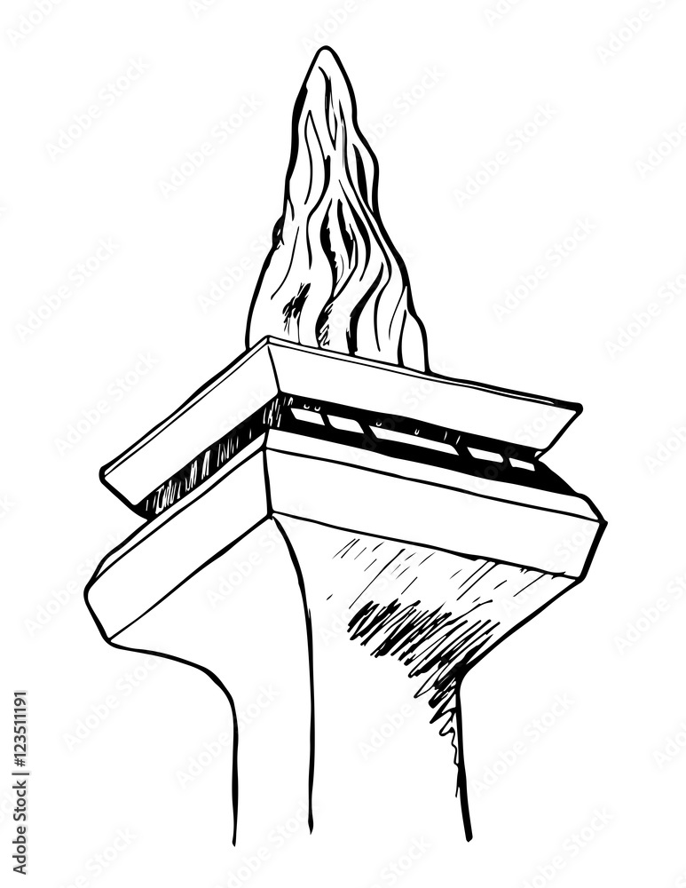 A hand drawn sketch vector graphic of Monumen Nasional or Monas in ...