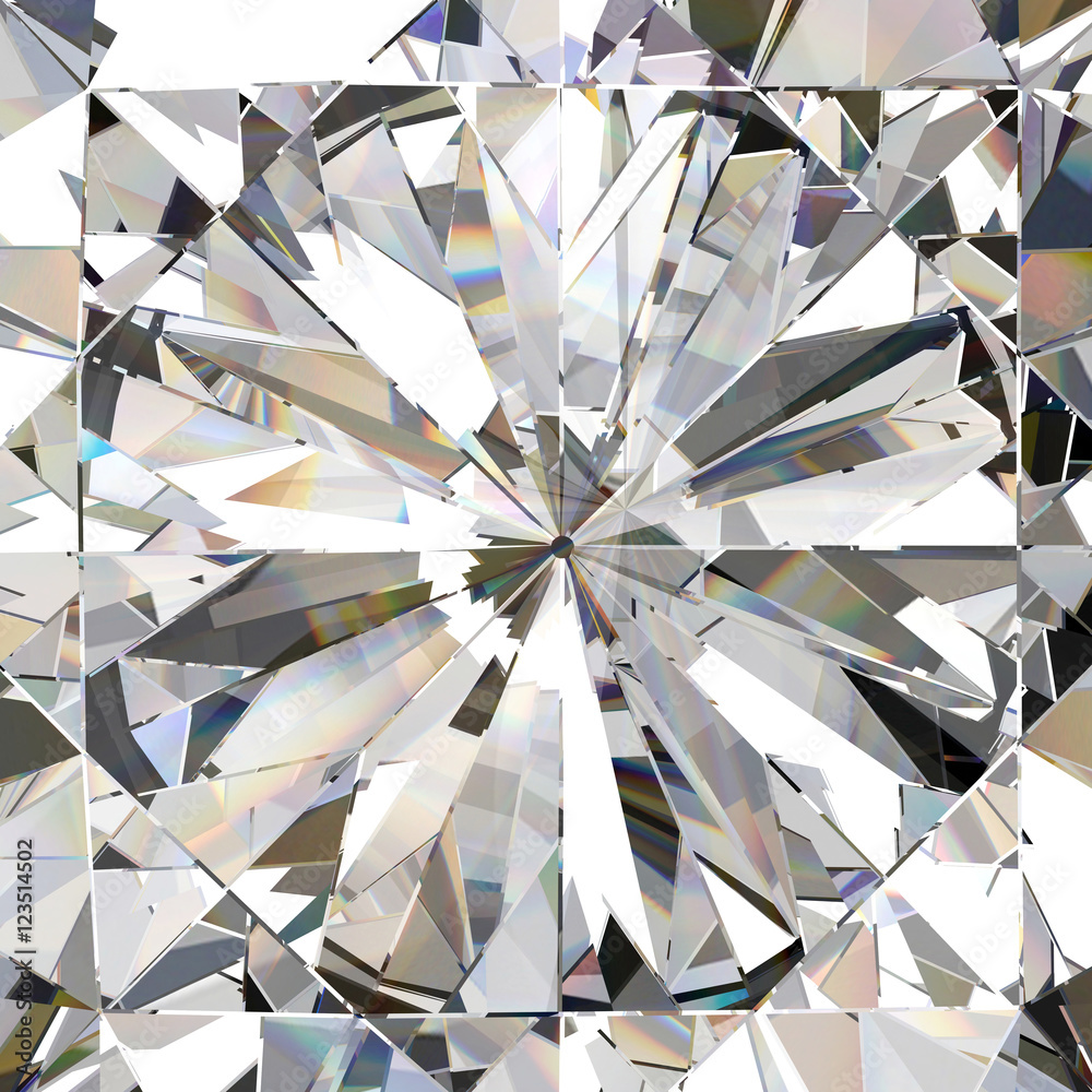 Realistic diamond with caustic close up texture, 3D illustration. Stock ...